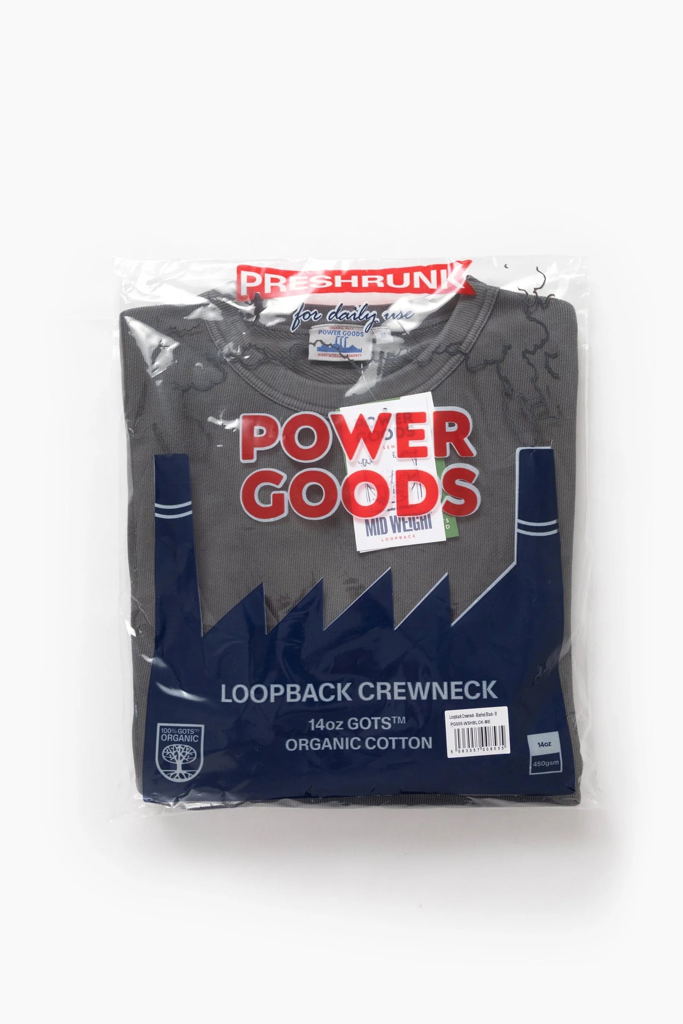 Power Goods Loopback Crewneck - Washed Black – Cooshti